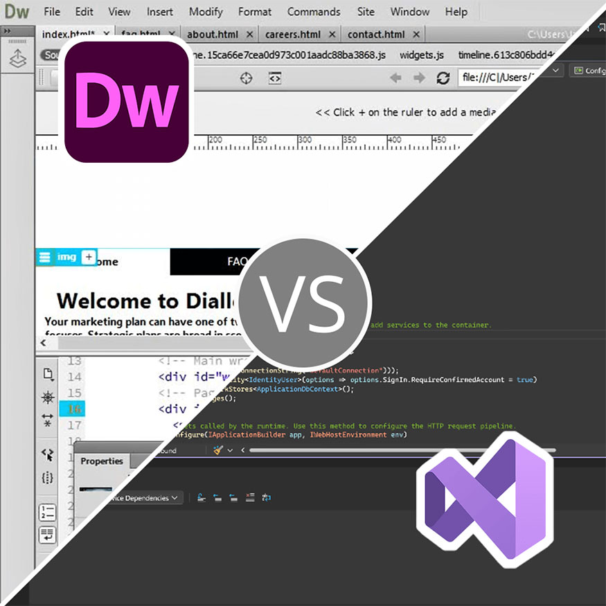 Dreamweaver vs Visual Studio Comparison